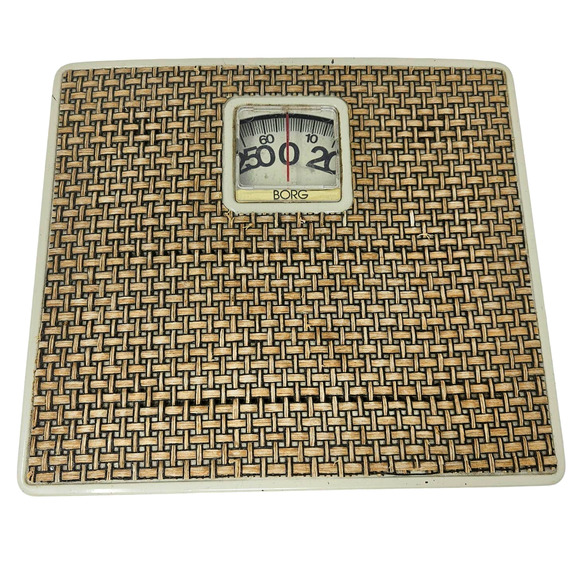 borg | Bath | Borg Vintage Bathroom Scale Faux Rattan Midcentury Modern ...